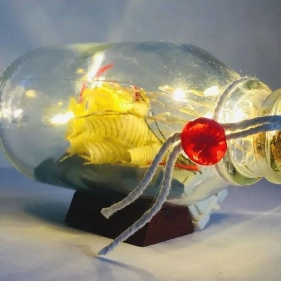 unknown | Art | Mini Light Up Ship In A Bottle Decor Decoration Mantle ...
